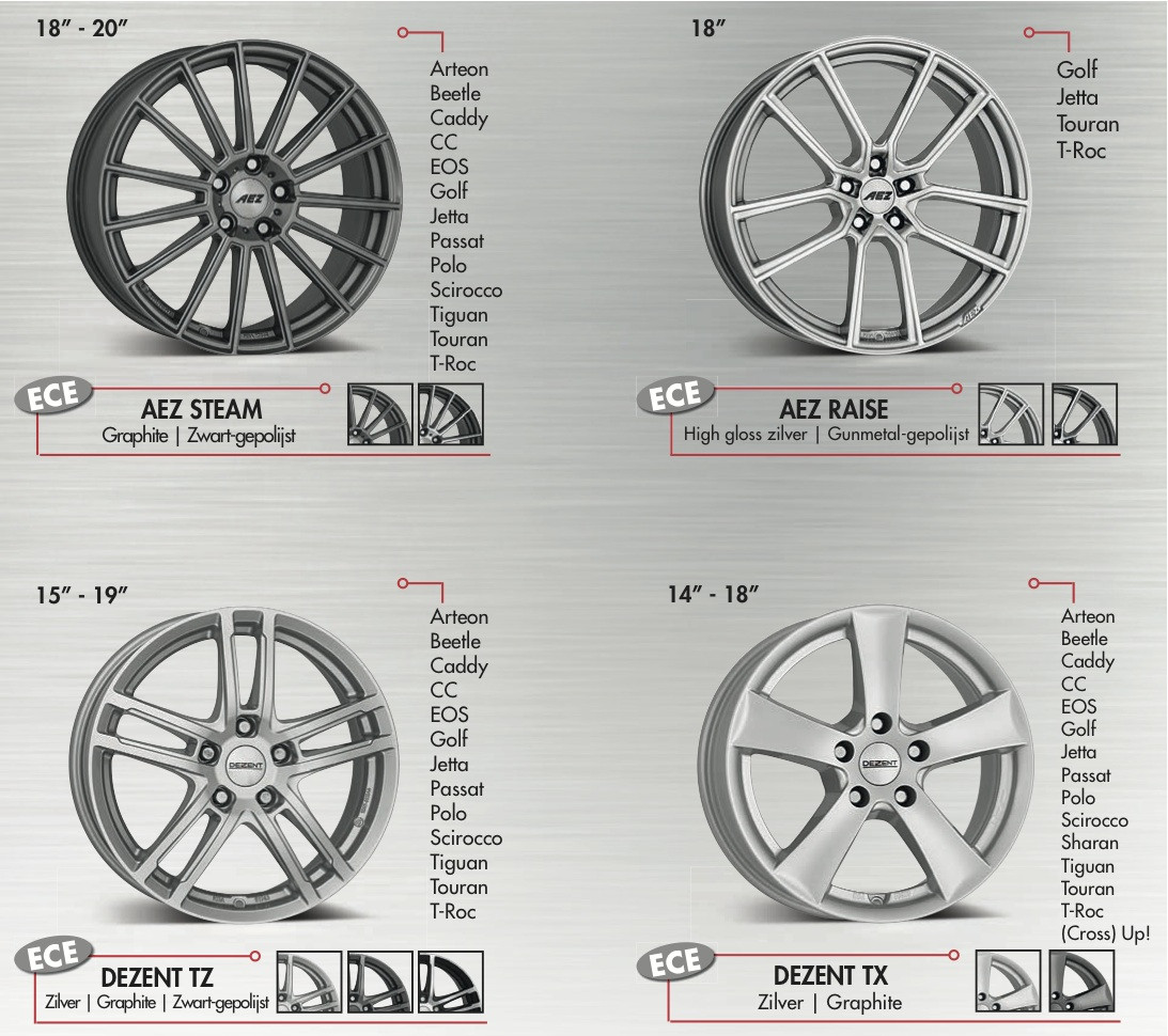 Car specific wheels: Volkswagen › Autocenter De Rudder: Tires, rims and ...