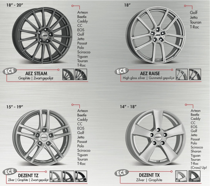 Car specific wheels: Volkswagen › Autocenter De Rudder: Tires, rims and ...